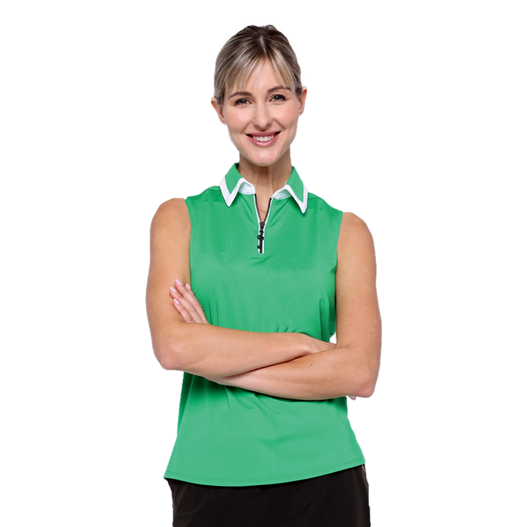 Belyn Key Birdie Tipped Collar Sleeveless Polo Shirt Pga Tour Superstore